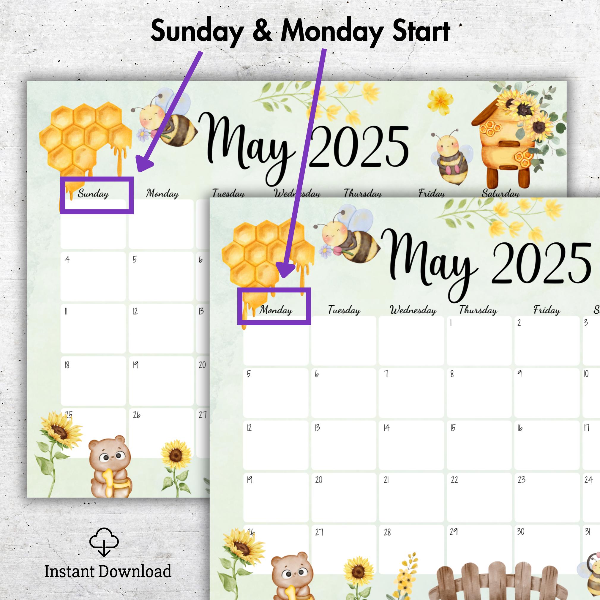 Calendario de mayo de 2025 editable, calendario escolar para niños ...