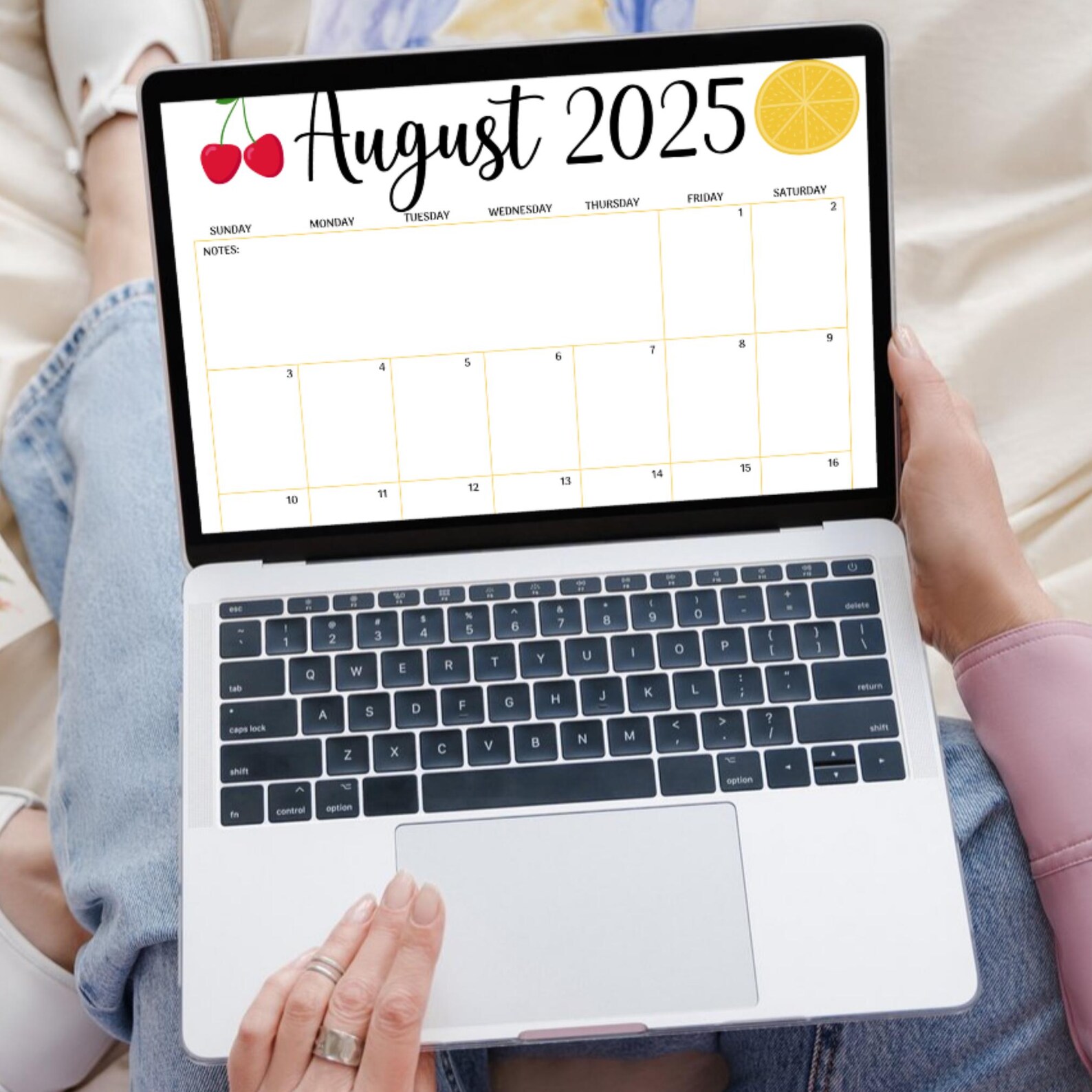 August 2025 Printable Calendar, Fruit Theme Monthly Planner, US Letter ...