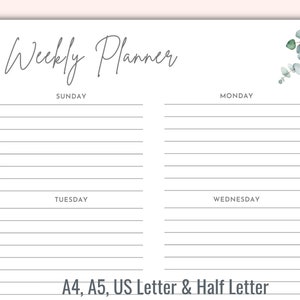 Printable Weekly Organizer Minimalist Work Planner Simple - Etsy