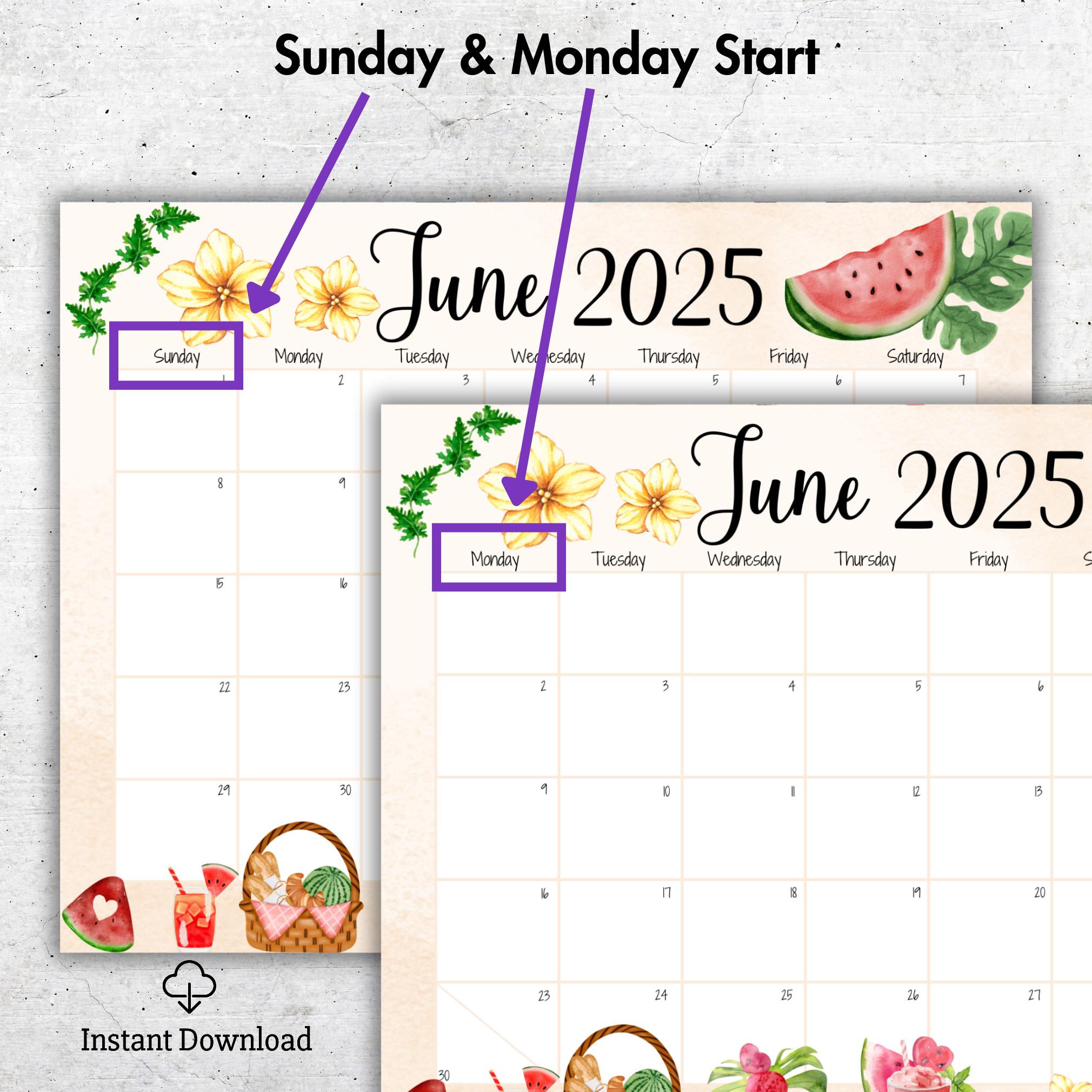 EDITABLE June 2025calendar, 2025 Summer Planner, Fillable June Calendar ...