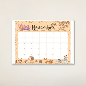 EDITABLE November 2024 Calendar, Beautiful Fall Foliage, Printable ...