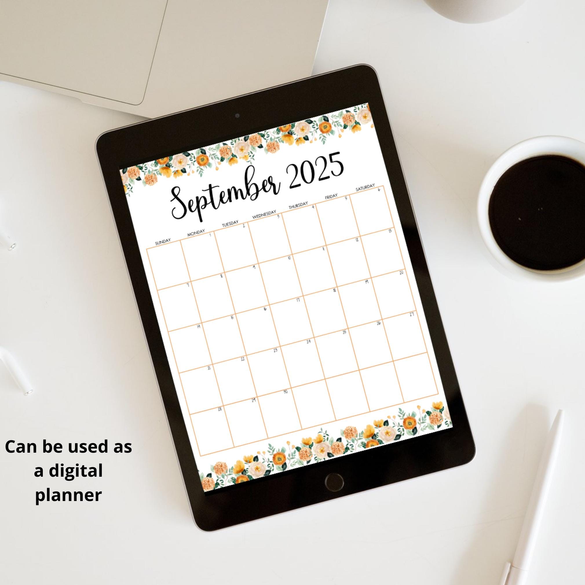 EDITABLE September 2025 Calendar, Printable Calendar, Homeschool ...