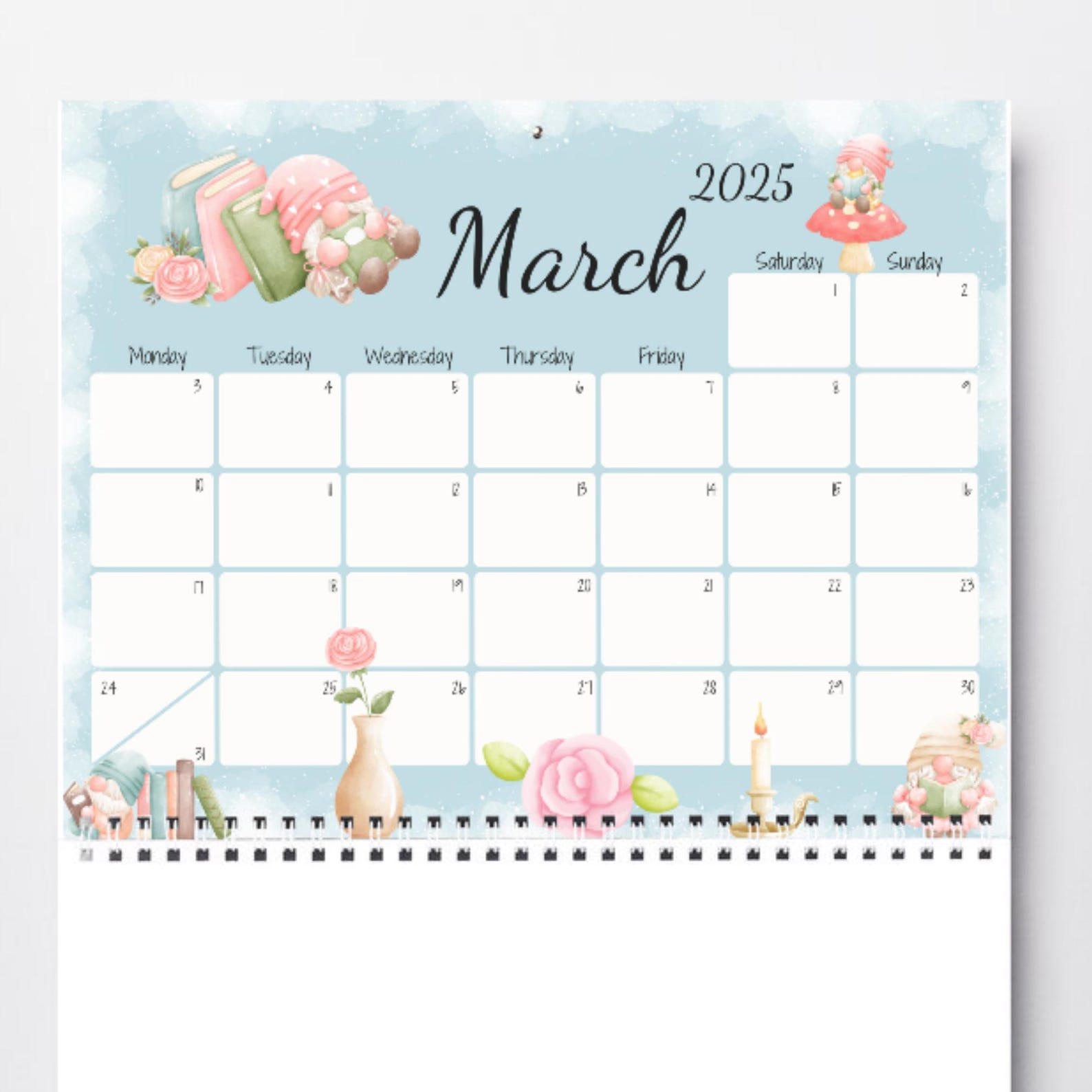 EDITABLE March 2025 Calendar, Fillable Calendar, Cute Gnomes, Happy St ...