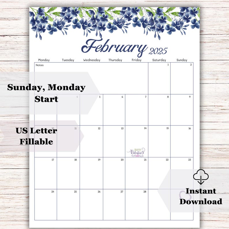 EDITABLE February 2025 Calendar, Printable February Planner, Classroom ...