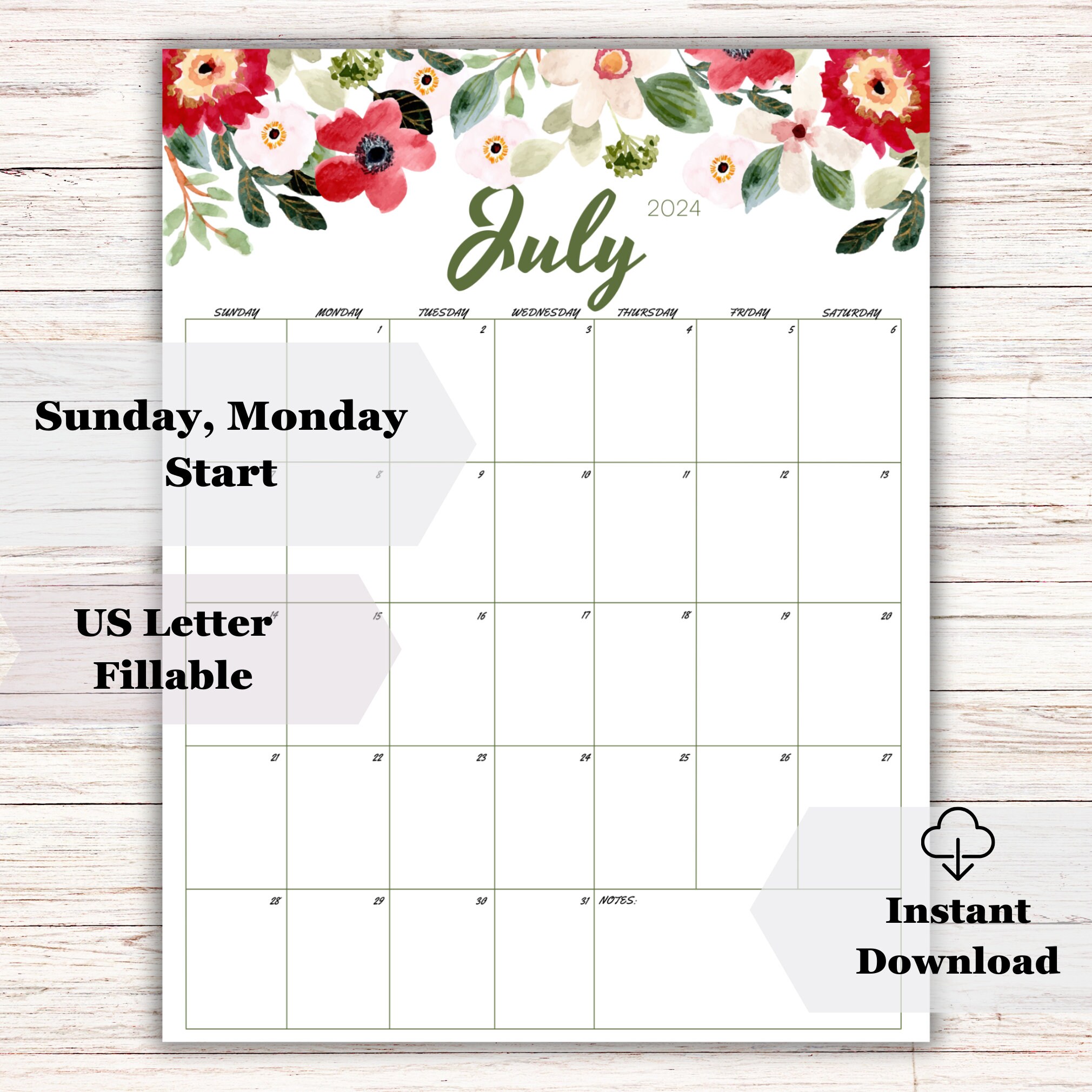 Editable July 2024 Planner, Printable July 2024 Planner, Fillable ...