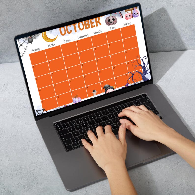 EDITABLE October 2025 Calendar, Happy Halloween, Pretty Ghost, Kid ...