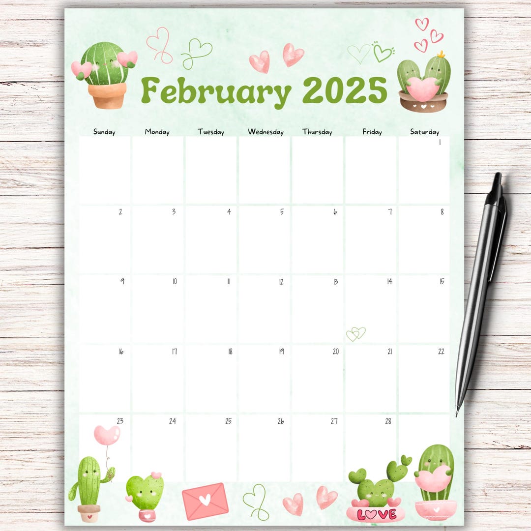 EDITABLE February 2025 Calendar, Printable Homeschool Calendar ...