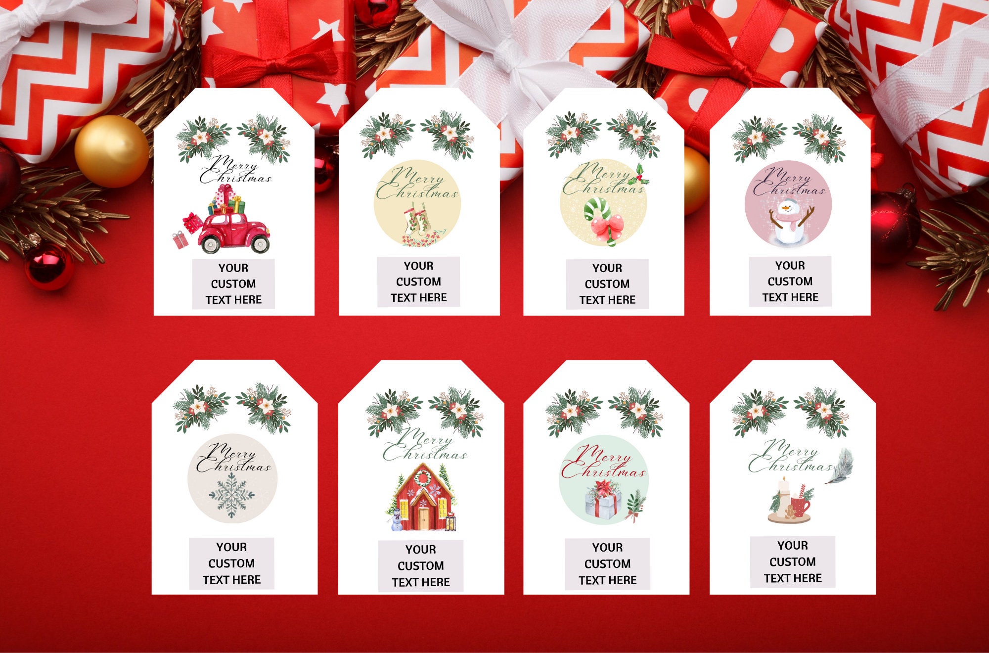 Printable Christmas Gift Tags, Template Merry Christmas Tag, Holiday ...