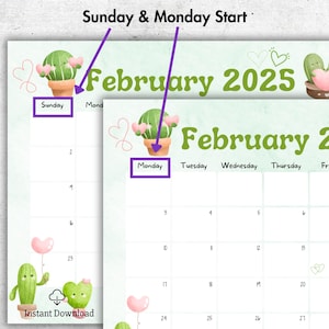 EDITABLE February 2025 Calendar, Homeschool Calendar, Valentine's Day ...