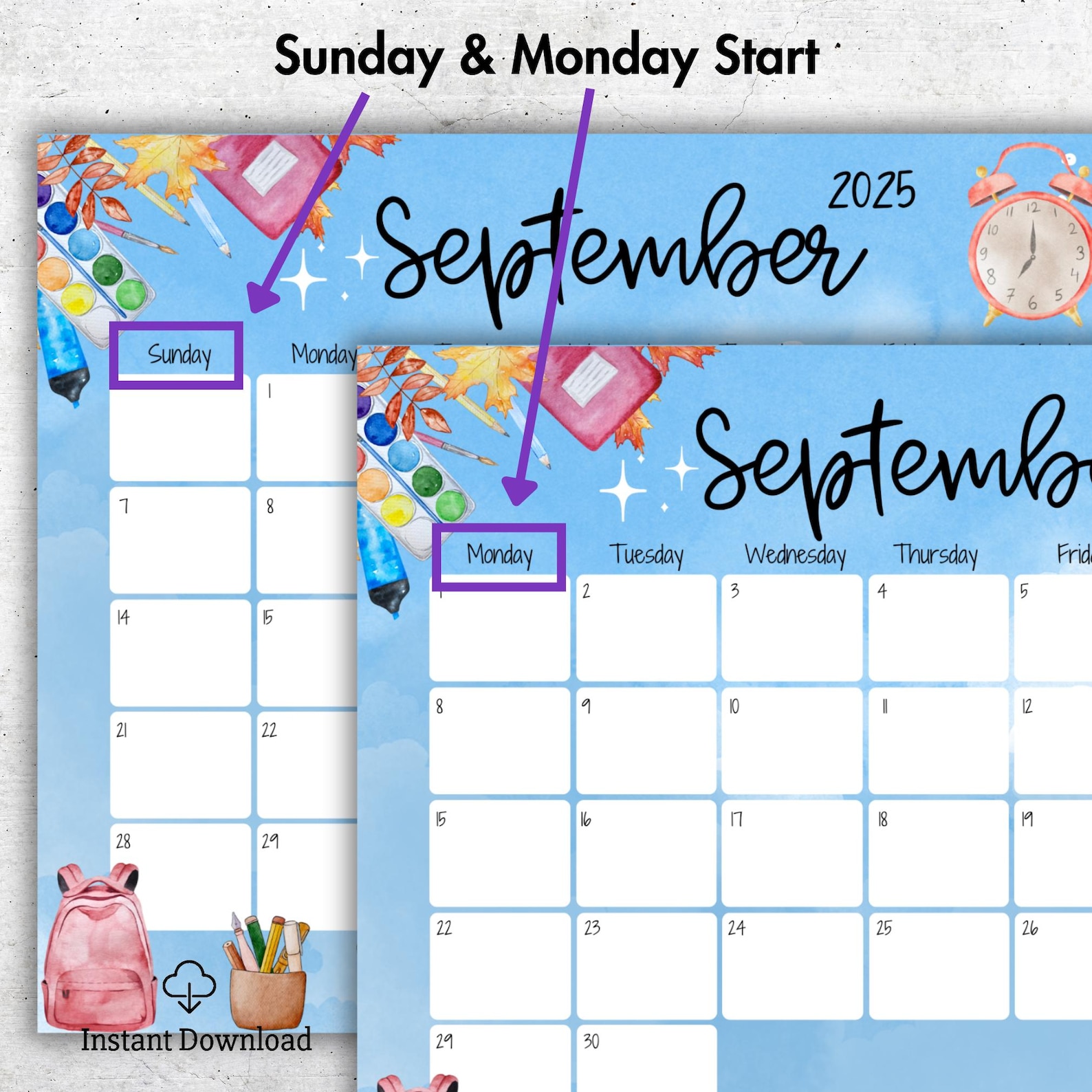 EDITABLE September 2025 Calendar, School Time, Back to School ...