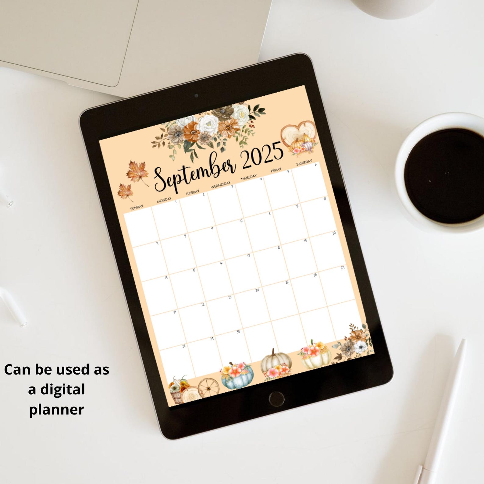 EDITABLE September 2025 Calendar, Homeschool Planner, Academic Calendar, Beautiful Pumpkin ...