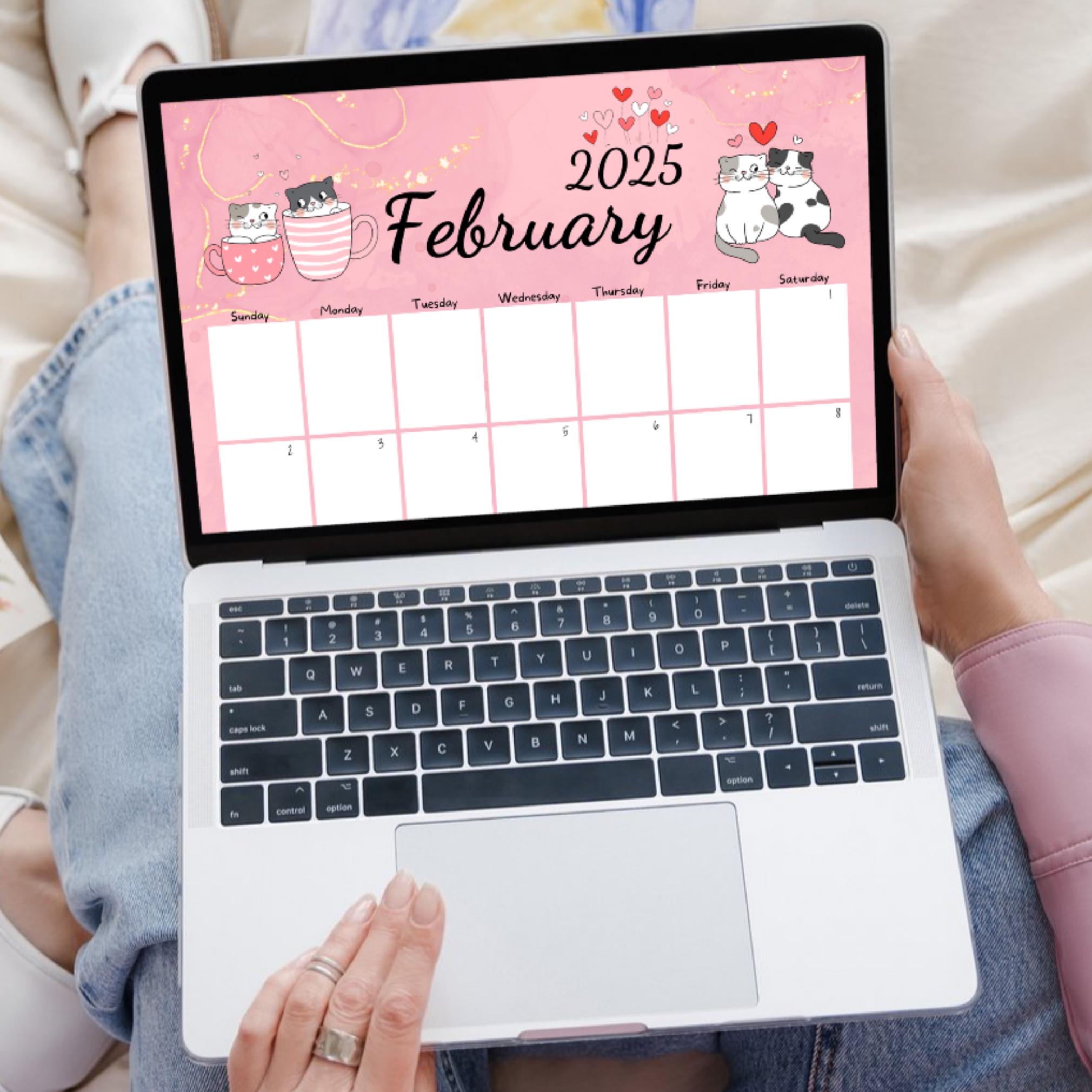 EDITABLE February 2025 Calendar, Printable February Calendar, Fillable ...