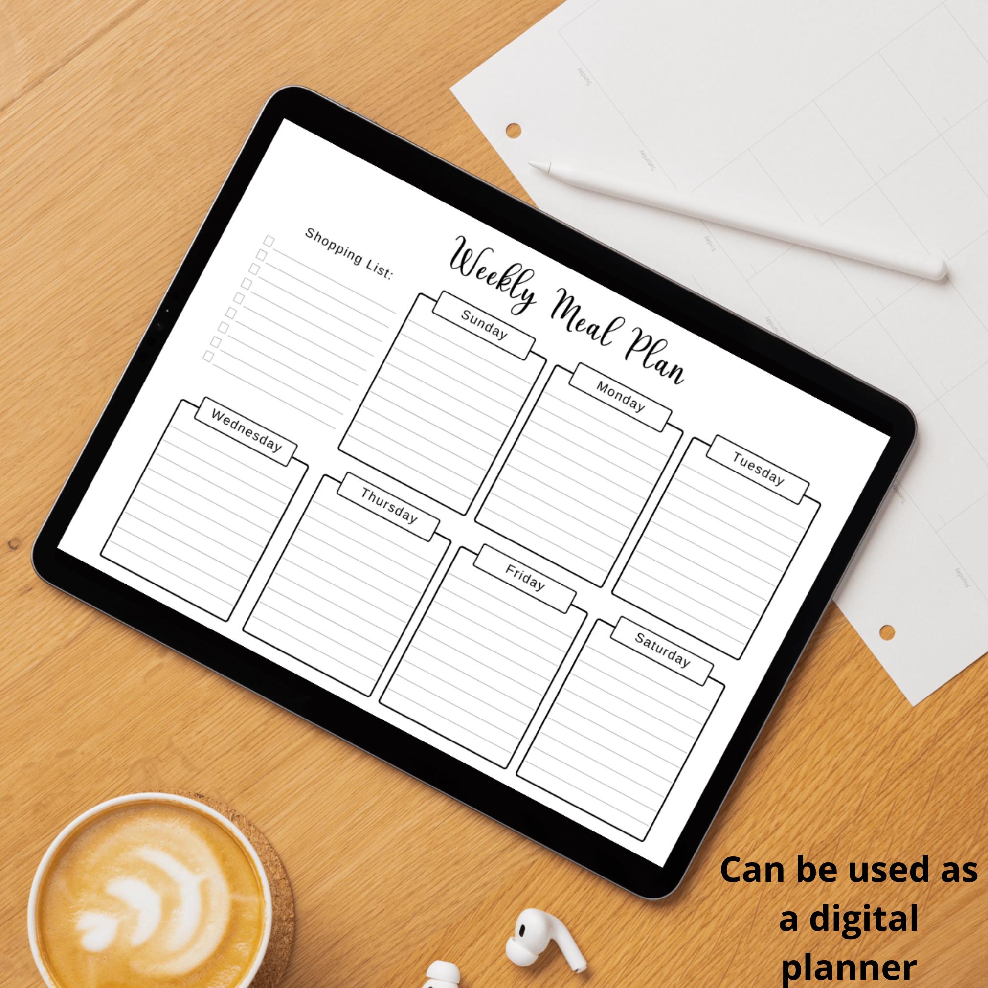 Weekly Meal Planner Printable, A4 A5 US Letter Sizes, Meal Planning ...