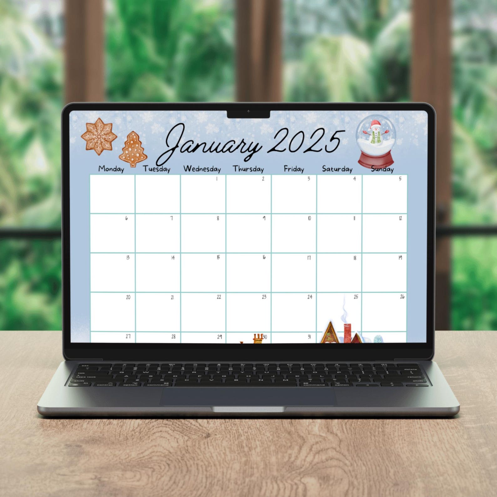 EDITABLE January 2025 Calendar, Beautiful Winter, Happy New Year ...