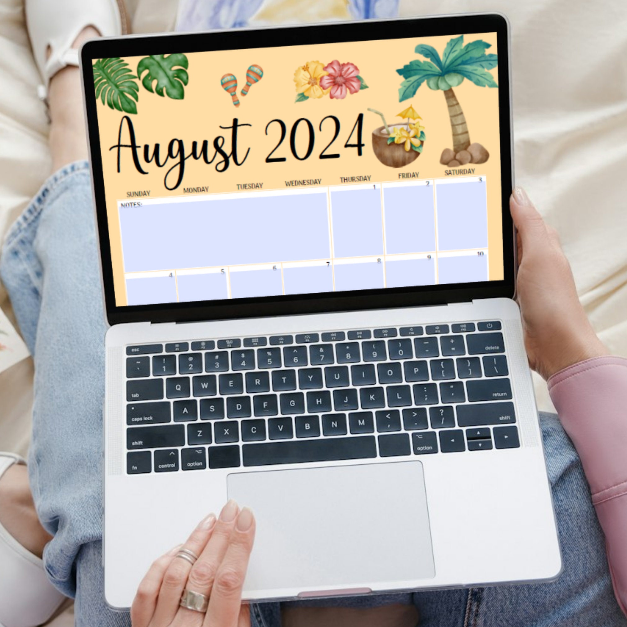 EDITIERBARER Kalender August 2024, befüllbarer August-Kalender ...