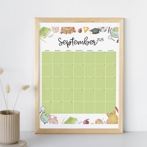 EDITABLE September 2025 Calendar, School Supplies Design Calendar, Back ...