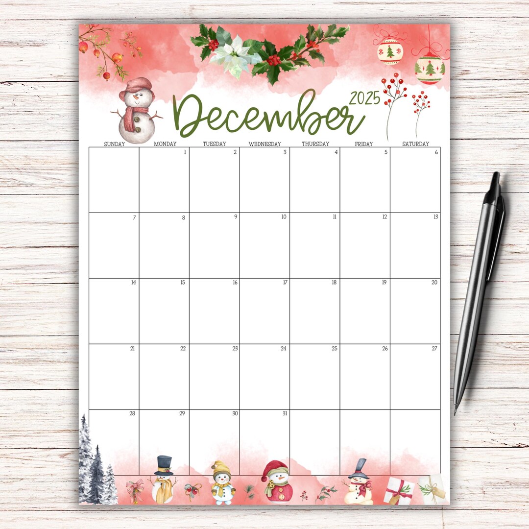 EDITABLE December 2025 Calendar, Kids Weekly Schedule, Classroom ...
