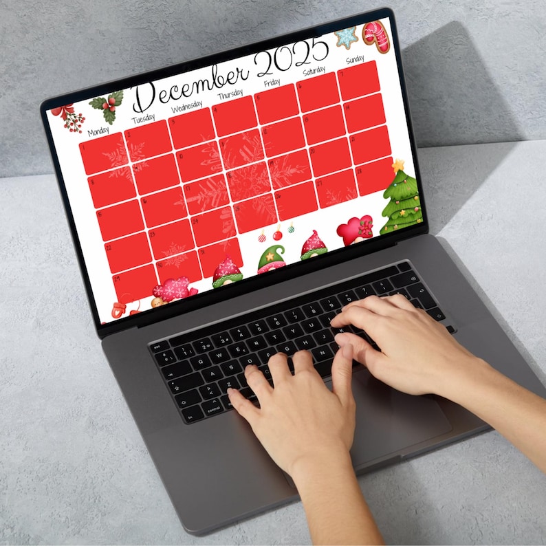 EDITABLE December 2025 Calendar, Happy Christmas, Cute Gnomes ...