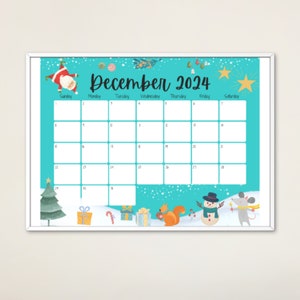 EDITABLE December 2024 Calendar, Beautiful Winter, Cute Snowman ...