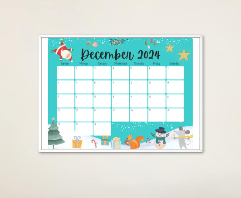 EDITABLE December 2024 Calendar, Beautiful Winter, Cute Snowman ...