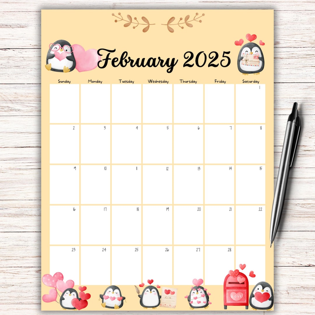 EDITABLE February 2025 Calendar, Printable February 2025 Monthly ...