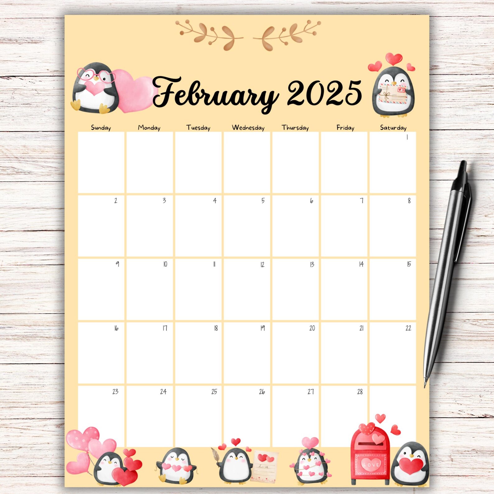 EDITABLE February 2025 Calendar, Printable February 2025 Monthly ...
