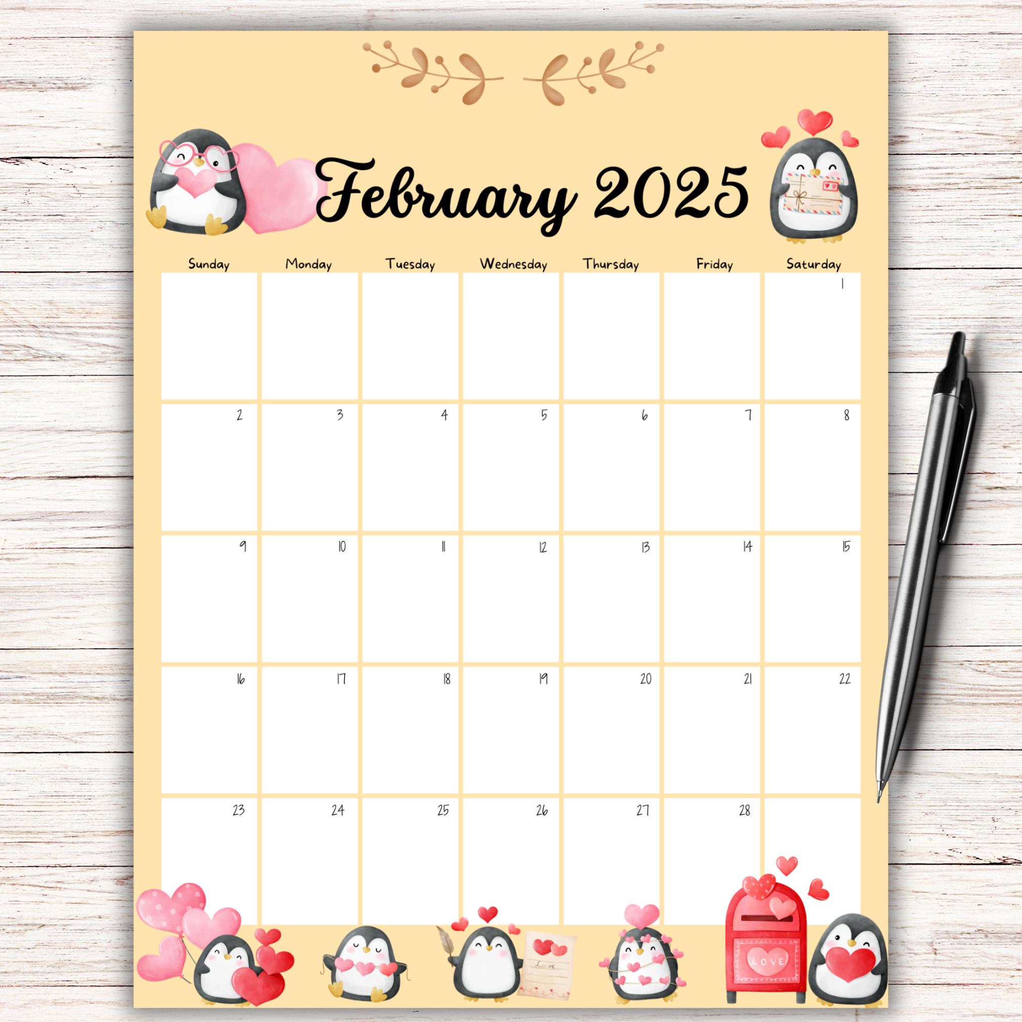 EDITABLE February 2025 Calendar, Printable February 2025 Monthly ...