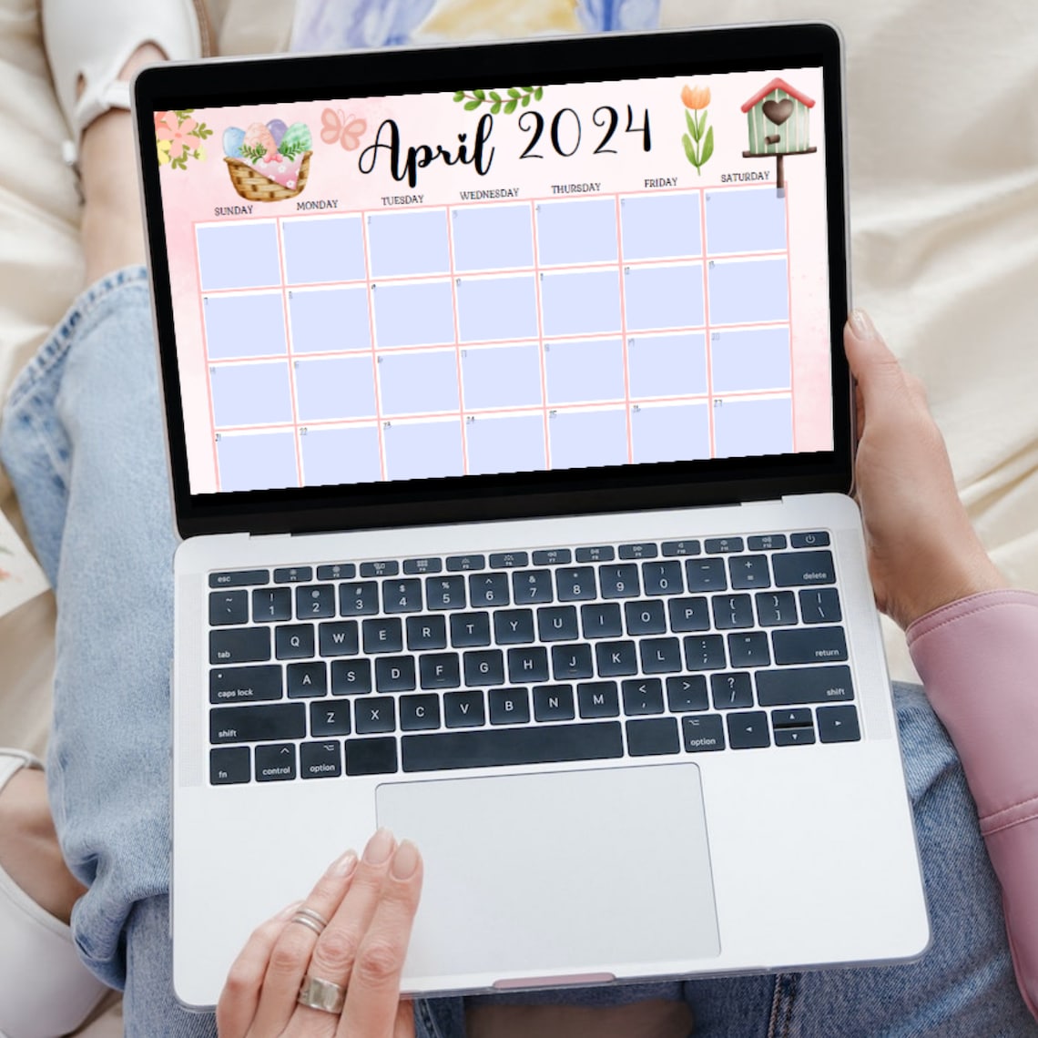 EDITABLE April 2024 Calendar, Happy Easter Day With Cute Gnomes ...