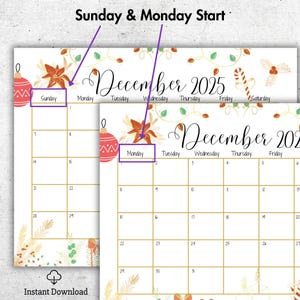 EDITABLE December 2025 Calendar, Christmas Planner, Happy Christmas ...