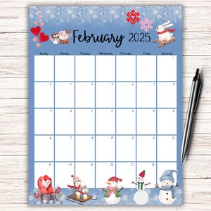 EDITABLE February 2025 Calendar, Printable February Calendar, Beautiful ...