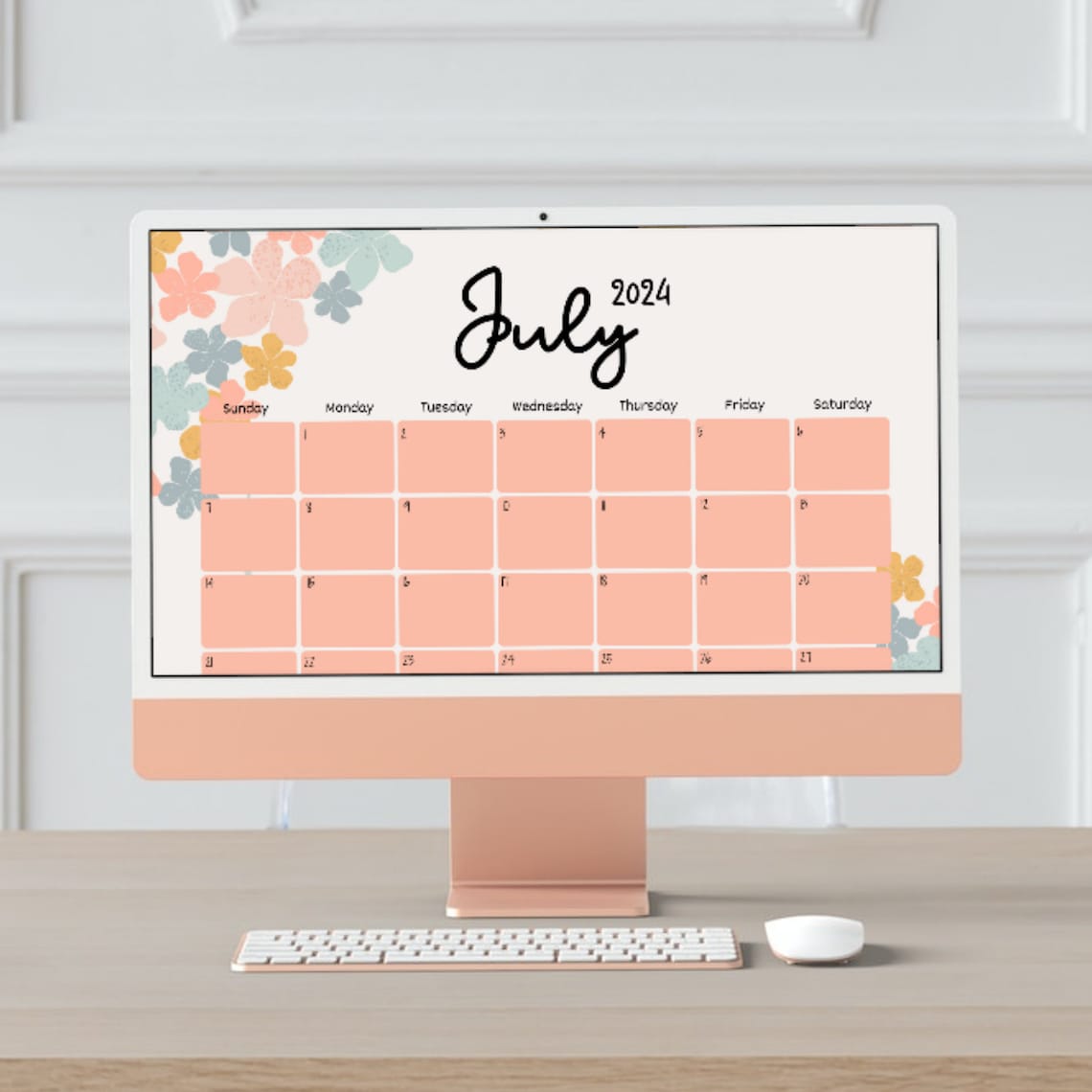 EDITABLE July 2024 Calendar, 2024 Summer Planner, July Monthly Schedule ...