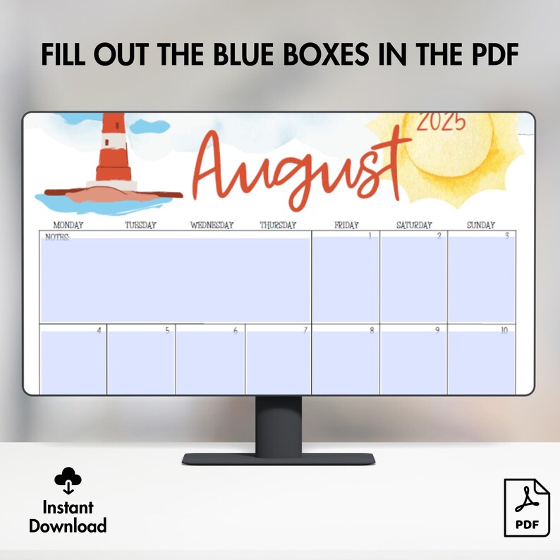 EDITABLE August 2025 Calendar, Printable August Calendar, Digital ...