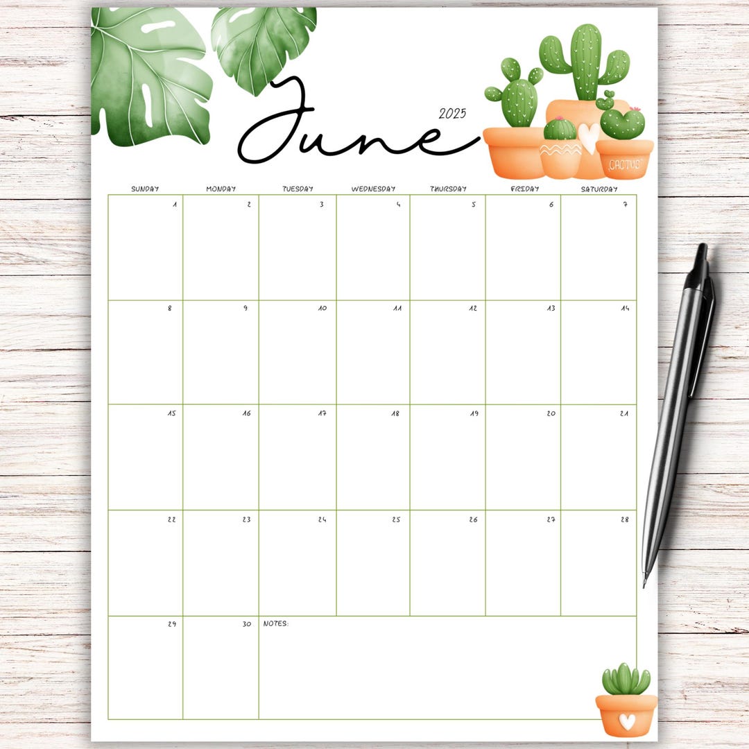 Editable 2025 June Calendar, June Monthly Planner, Summer Planner ...
