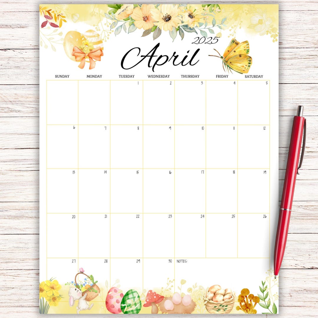 EDITABLE April 2025 Calendar, Digital April Planner, Printable April ...