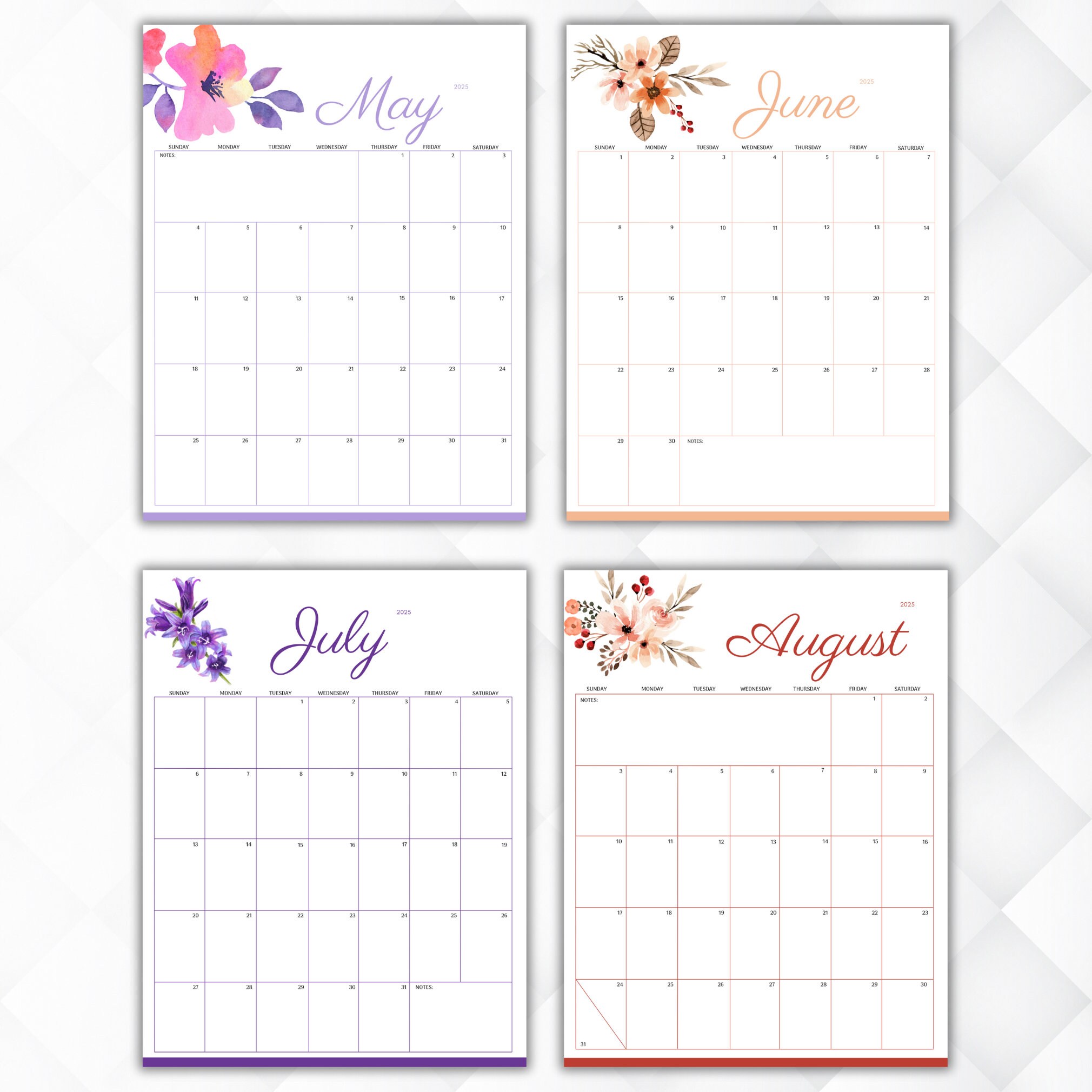 EDITABLE Monthly Calendar 2025, Printable Monthly Planner, 2025 Planner ...