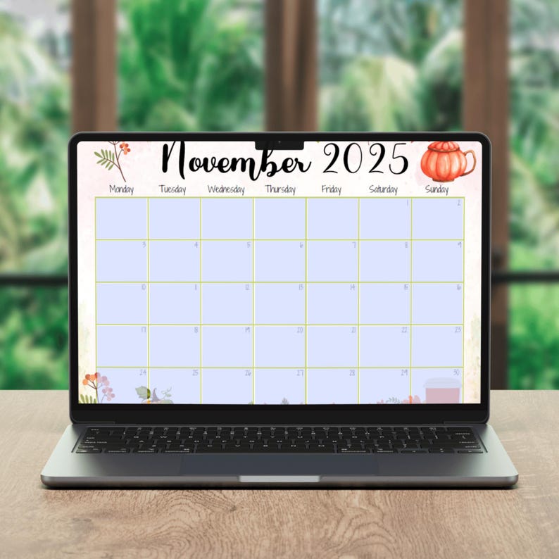 EDITABLE November 2025 Calendar, Colorful Pumpkins, Printable Planner ...