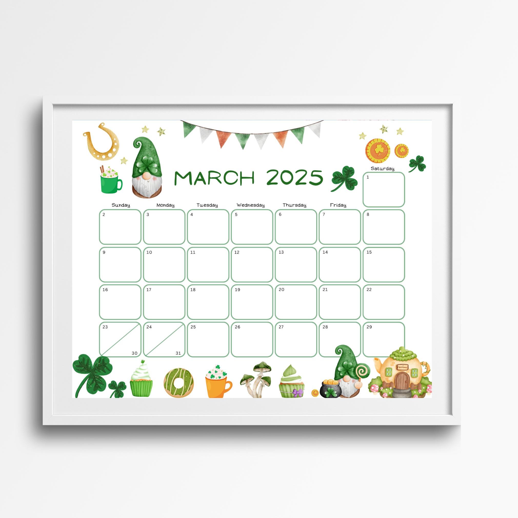 EDITABLE March 2025 Calendar, Printable Fillable Calendar Planner ...