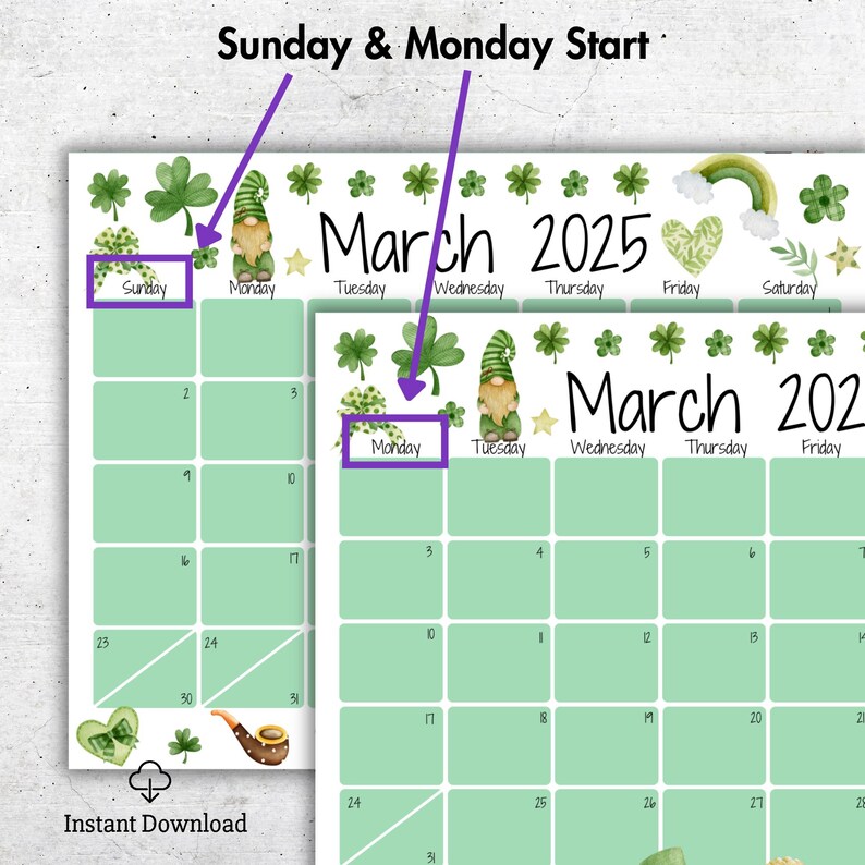 EDITABLE March 2025 Calendar, Printable Planner, Fillable Calendar, Happy St. Patrick's Day ...