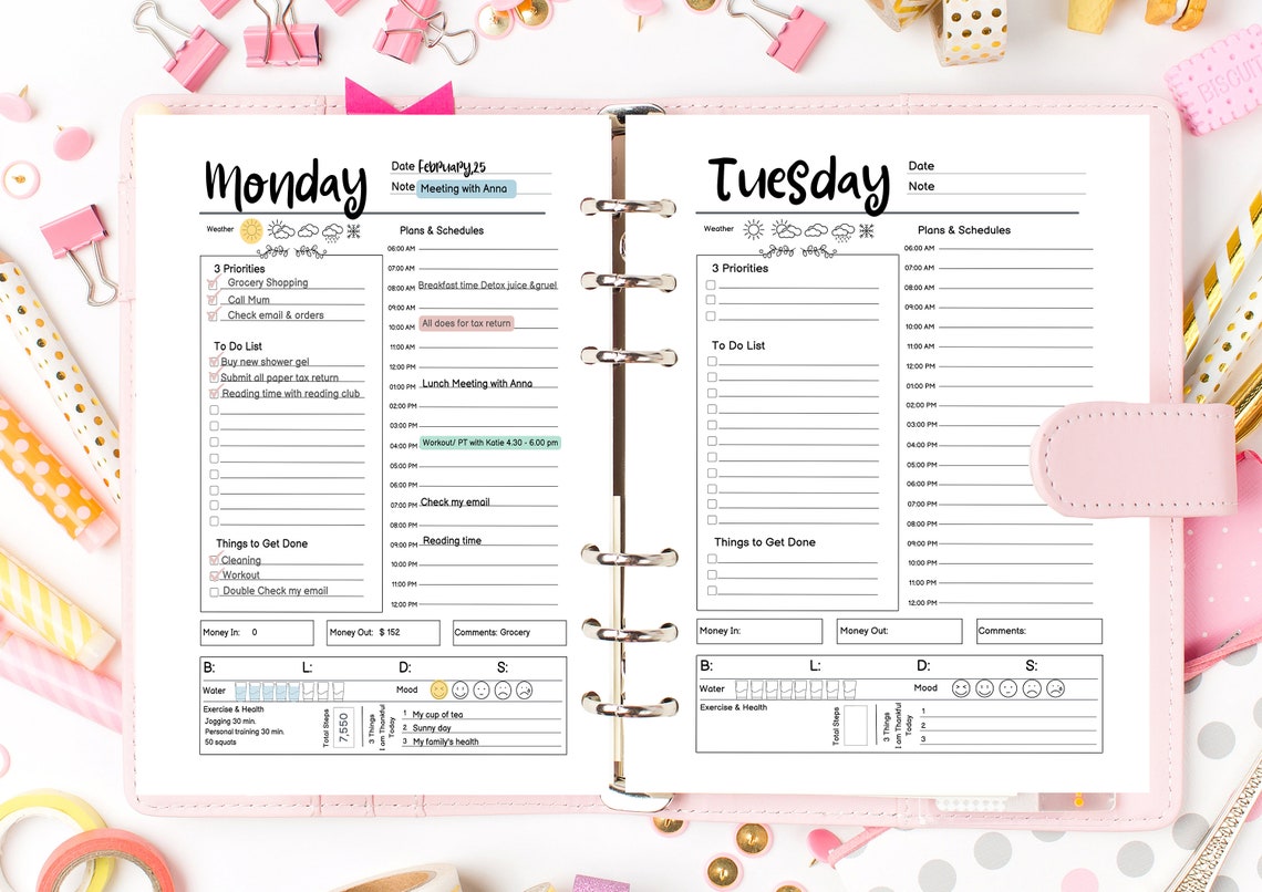7 Day Planner Work Planner Printable Weekly Planner 365 - Etsy