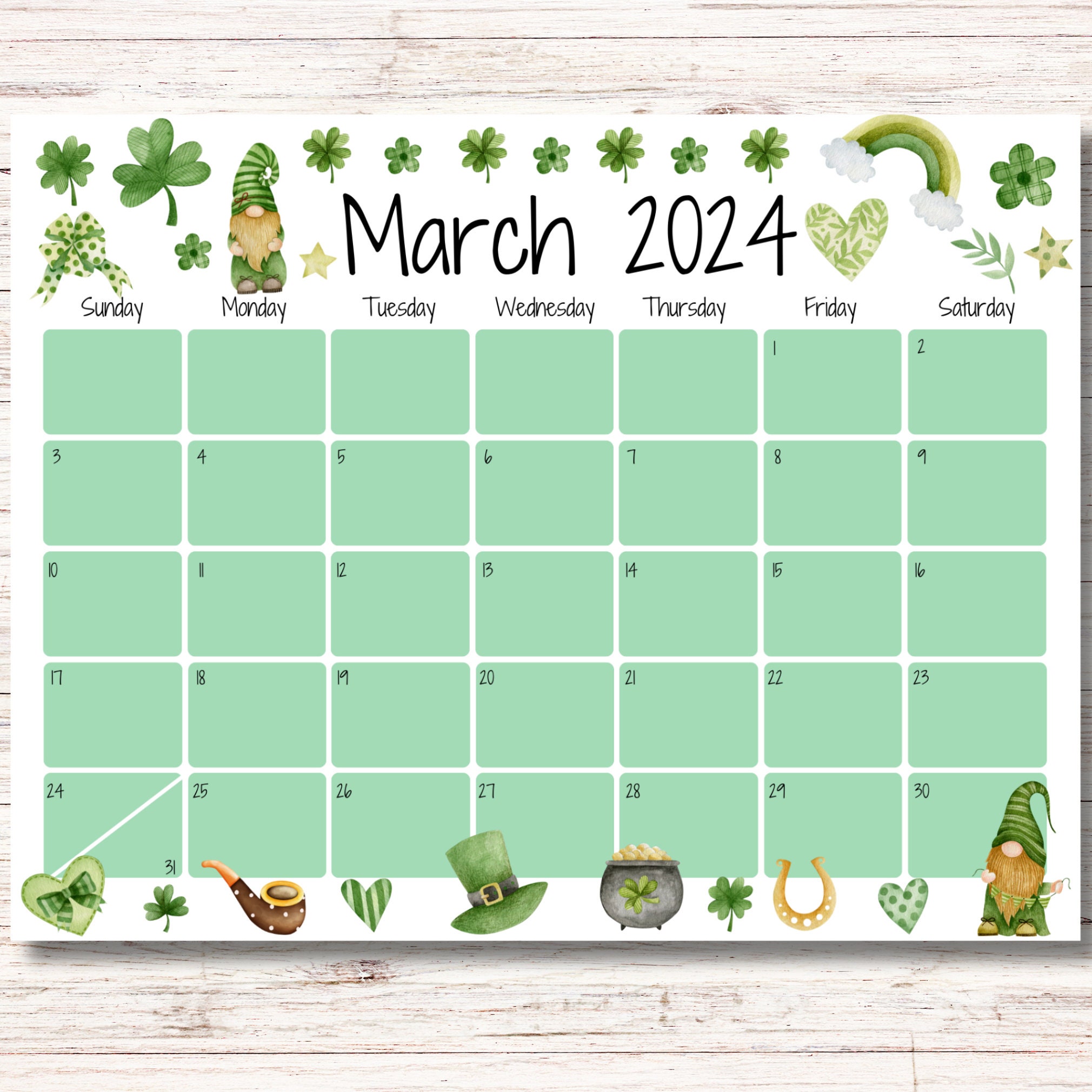EDITABLE March 2024 Calendar, Printable Planner, Fillable Calendar ...