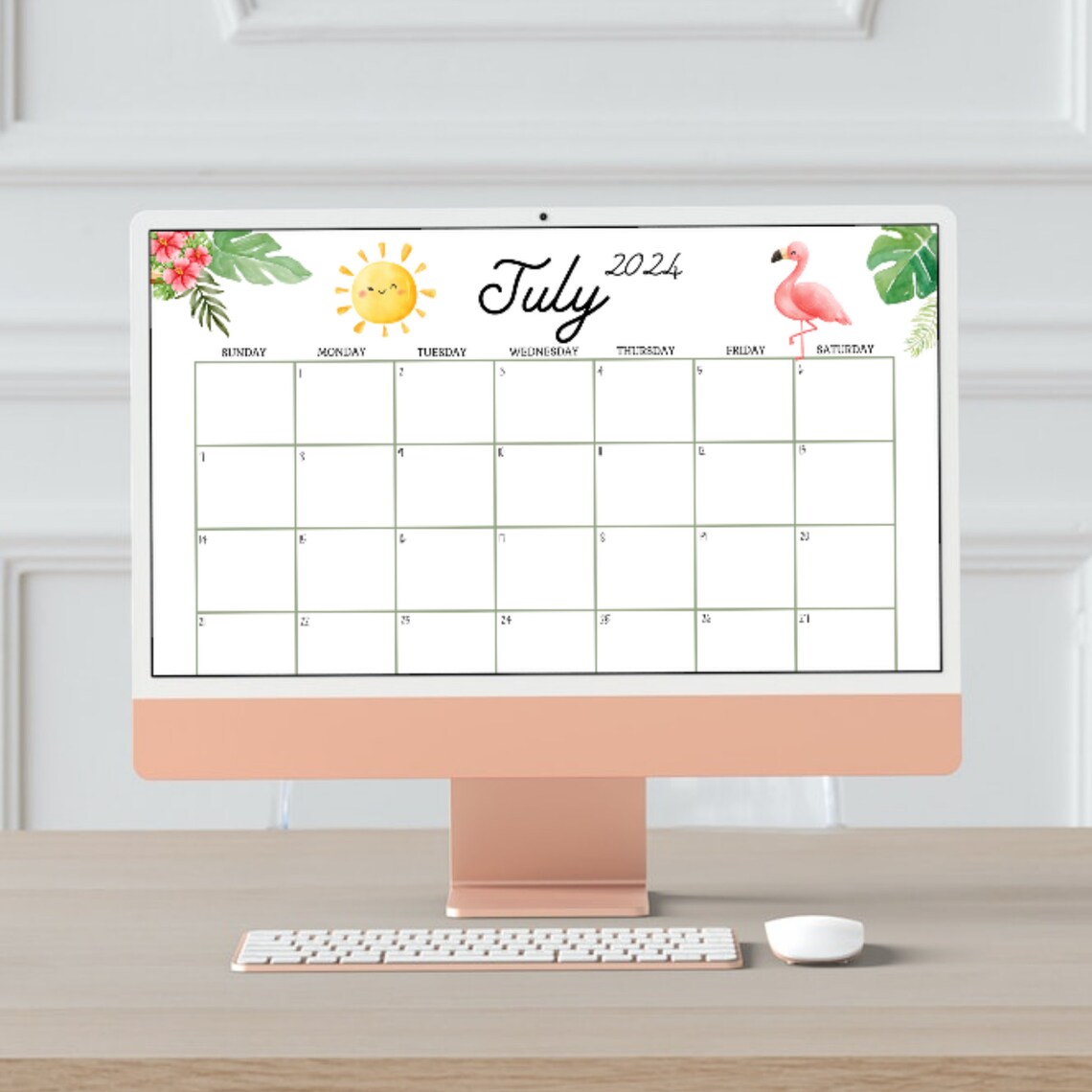EDITABLE July 2024 Calendar, Beautiful Colorful Summer, Monthly Planner ...