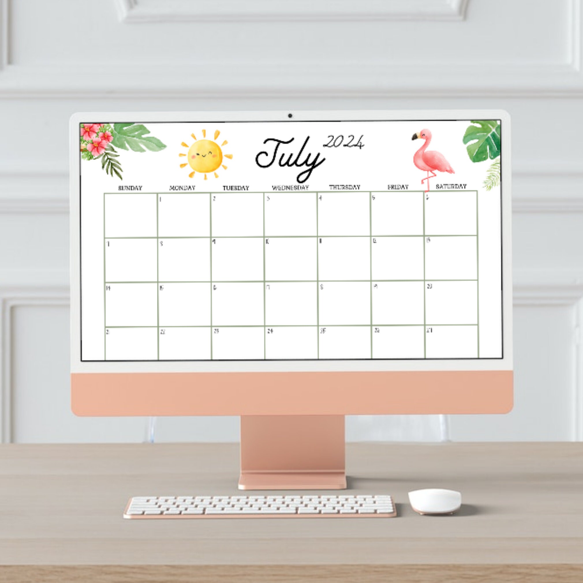 EDITABLE July 2024 Calendar, Beautiful Colorful Summer, Monthly Planner ...