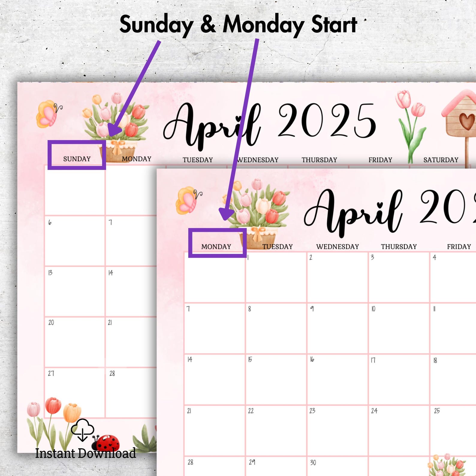 EDITABLE April 2025 Calendar, Printable April Planner, Fillable ...