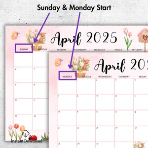 EDITABLE April 2025 Calendar, Printable April Planner, Fillable ...