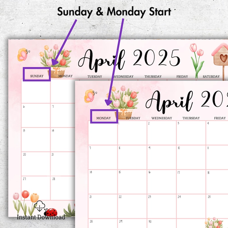 EDITABLE April 2025 Calendar, Printable April Planner, Fillable ...