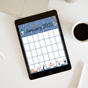 EDITABLE January 2025 Calendar, Beautiful Winter, Snowmen and Penguins ...