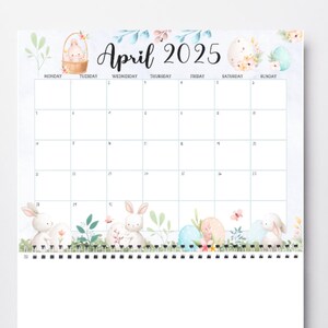 EDITABLE April 2025 Calendar, Happy Easter Day, Cute Bunnies, Printable ...