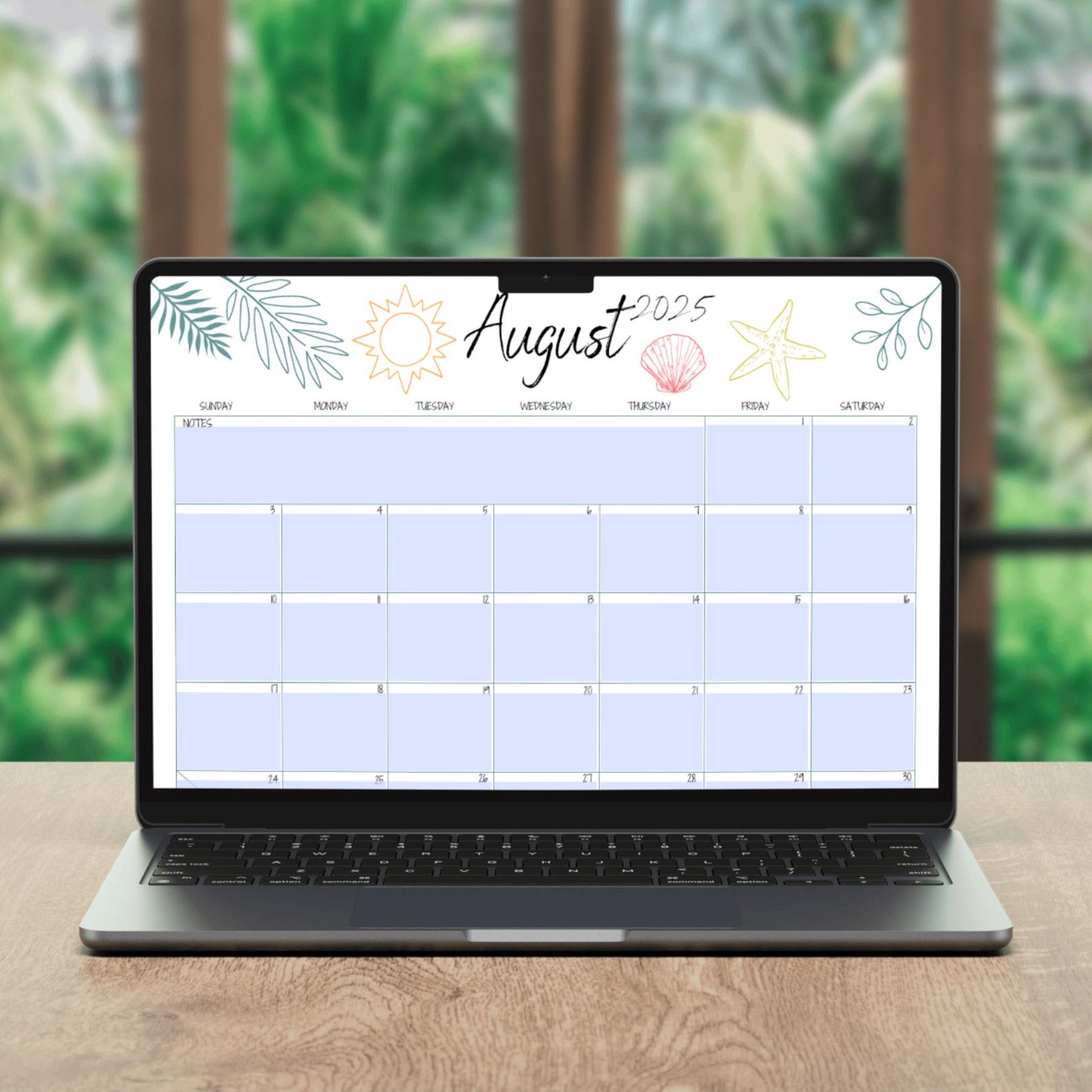 August 2025 Calendar Printable, Minimalist Beach Design, Editable PDF ...