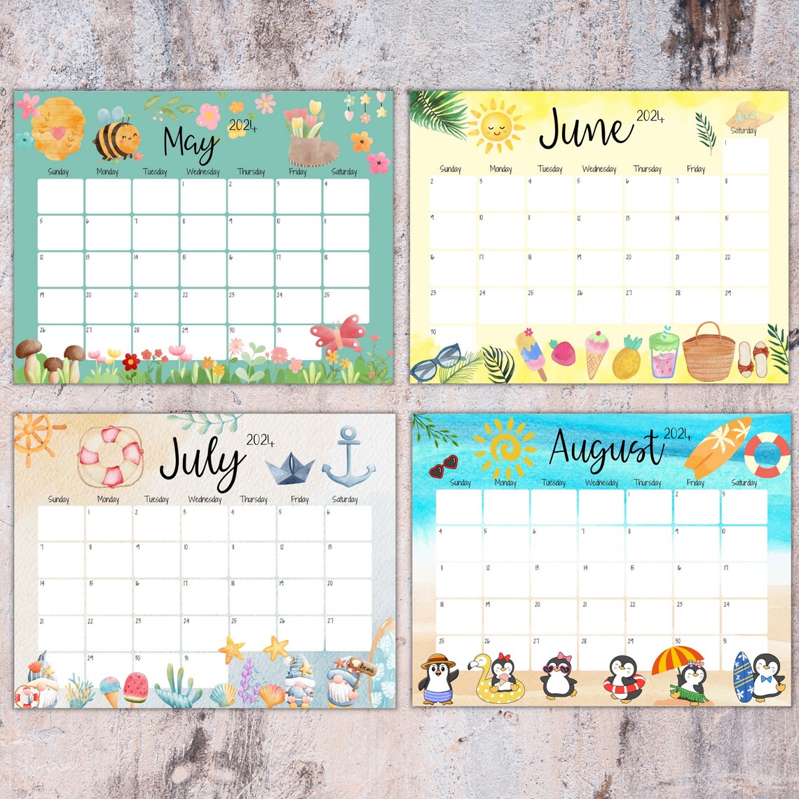 Monthly Calendar 2024, New Year, School Home Office, 2024 Monthly ...