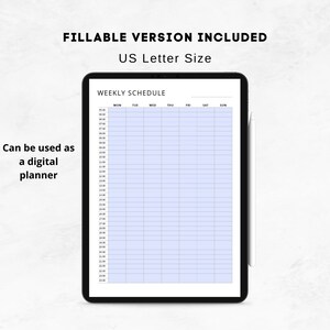 Half Hour Weekly Schedule, Printable Weekly Planner, Week at a Glance ...